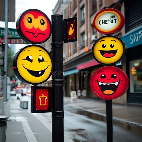 Street Signposts Featuring A Playful Selection Of Expressive Emojis