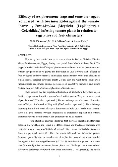 Doc Efficacy Of Sex Pheromone Traps And Some Bio Docx