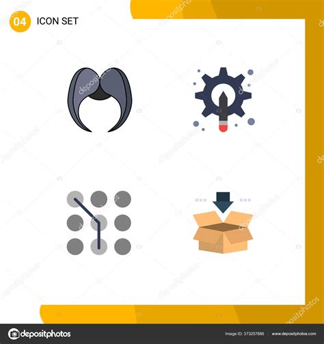 Mobile Interface Flat Icon Set Pictograms Moustache Gear Male Graphic Stock Vector By ©flatart