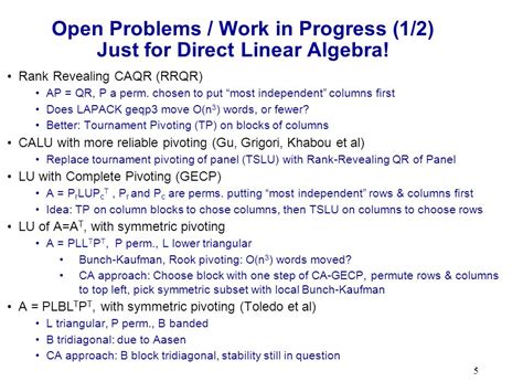 potential projects jim demmel cs294 fall 2011 communication avoiding