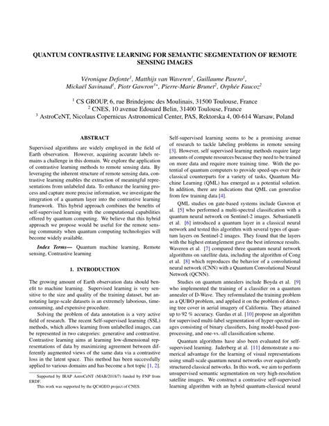 Pdf Quantum Contrastive Learning For Semantic Segmentation Of Remote Sensing Images