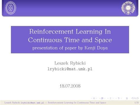 Reinforcement Learning In Continuous Time And Space