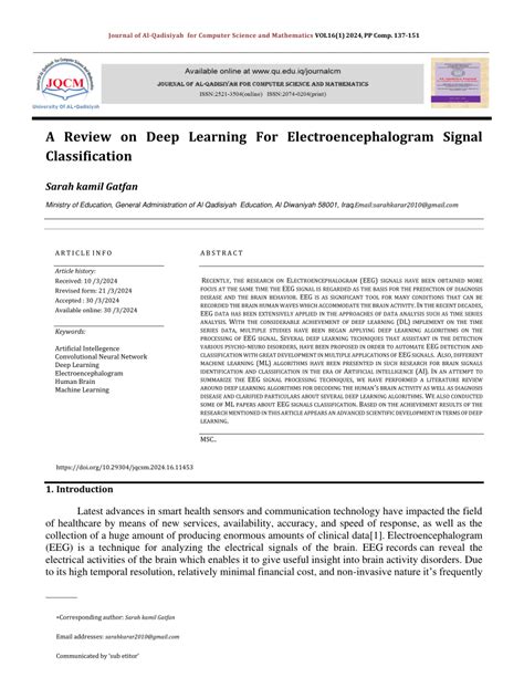 Pdf A Review On Deep Learning For Electroencephalogram Signal Classification