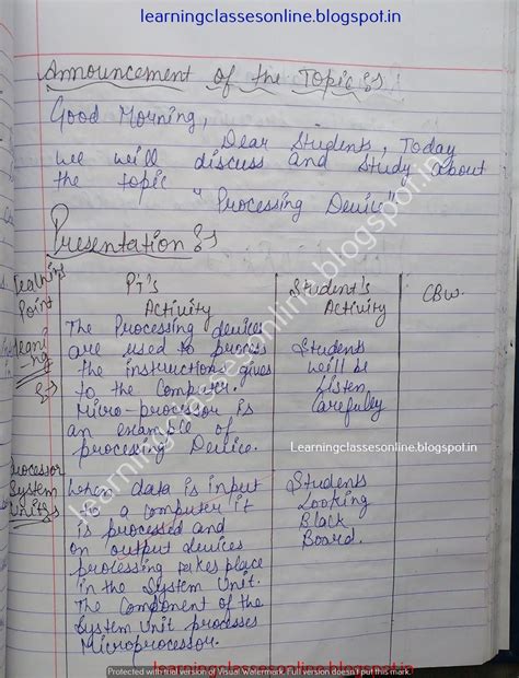 Sample Lesson Plan In Computer For High School Grade 1 Lesson Plan