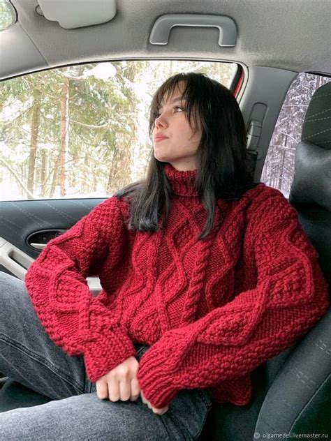 Джемперы Женский свитер с горлом вязаный бордо на заказ в интернет магазине на Ярмарке Мастеров