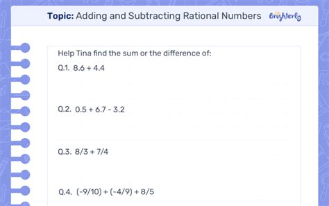 Free Adding And Subtracting Rational Numbers Worksheets [pdfs]