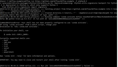 Python Mlflow Run Example Gives Me Commandnotfounderror Stack Overflow
