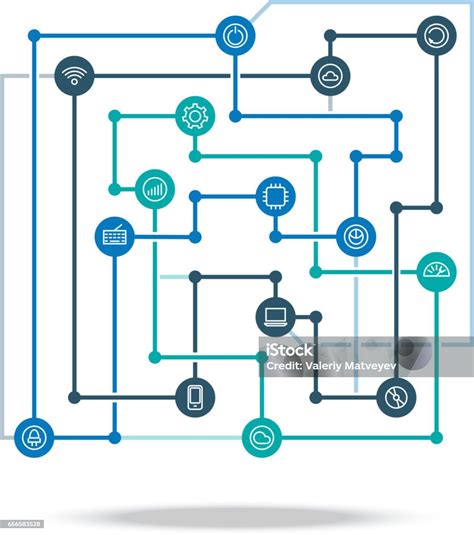 La Technologie Connecté Illustration Vectorielle De Réseau Concept Schéma Dintégration