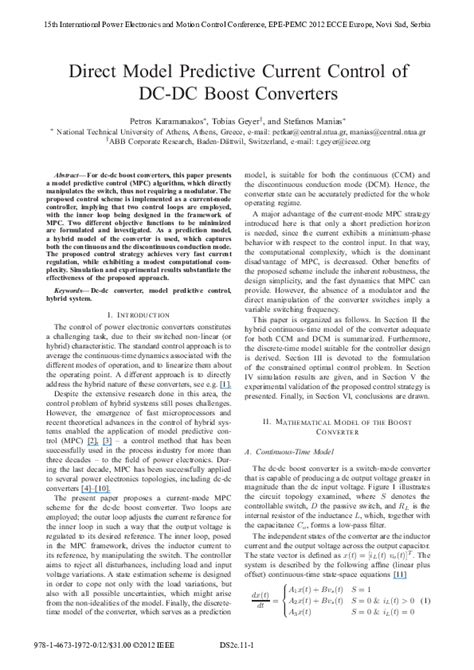 pdf direct model predictive current control of dc dc boost converters