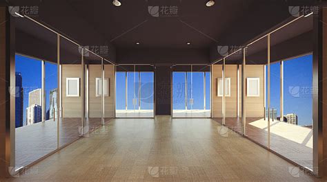 办公空间内部空无一物三维渲染