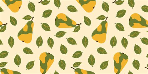 배와 세련된 베이지 색 매끄러운 패턴 계절 과일 여름 봄 가을 육즙이 많은 노란색 과일 반복 배경 플랫 스타일 일러스트레이션 0명에 대한 스톡 벡터 아트 및 기타 이미지
