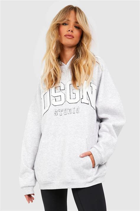 Dsgn Studio Applique Oversized Hoodie Boohoo Uk