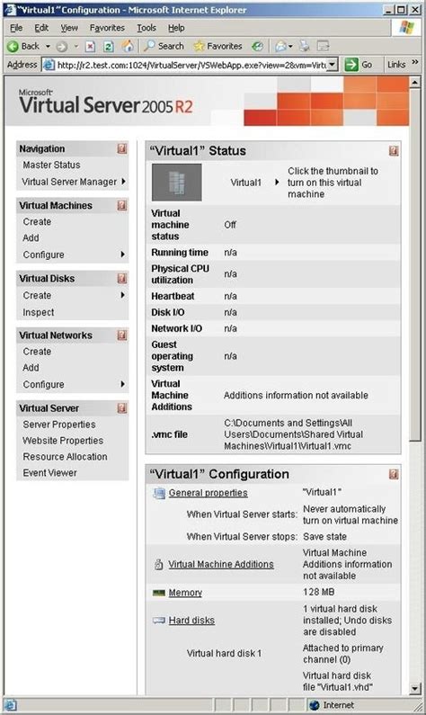 Microsoft Virtual Server 2005 R2 Screenshots Techrepublic