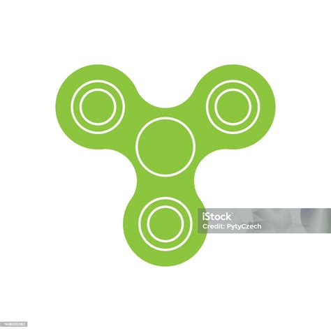 피 젯 3 Bladed 회전자인기 있는 장난감 및 안티 스트레스 도구 흰색 배경에 고립 된 녹색 간단한 평면 벡터 아이콘 강철에