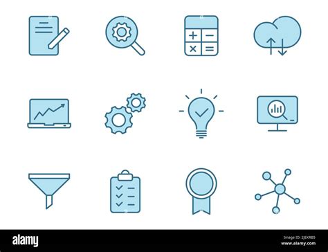 Data Analytics Linear Vector Icons In Two Colors Isolated On White Background Stock Vector Image