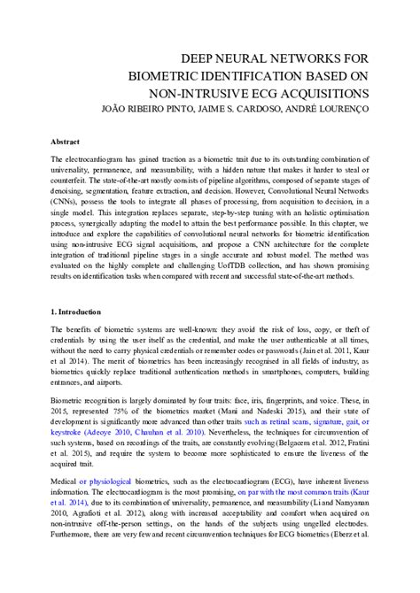 Pdf Deep Neural Networks For Biometric Identification Based On Non Intrusive Ecg Acquisitions