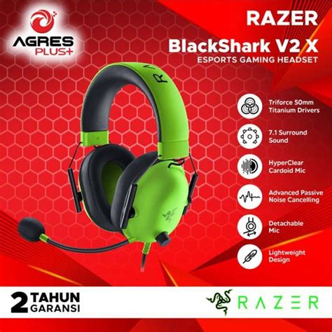 Promo Razer Blackshark V2 X Wired Gaming Headset Multi Platform Green