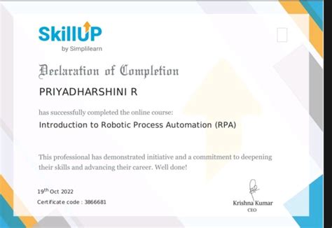 Priyadharshini R On Linkedin Skillsup Robotics Growthopportunities