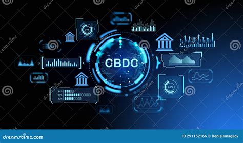 Cbdc Glowing Hologram Hud With Digital Statistics And Graph Indicators
