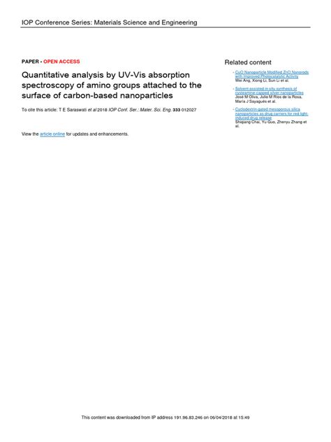 Quantitative Analysis By Uv Vis Absorption Spectro Download Free Pdf Nanoparticle Amine
