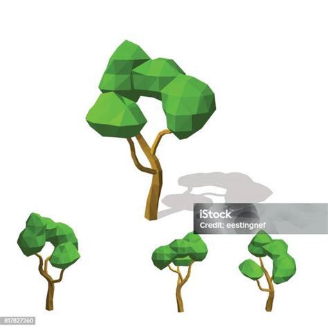 다각형 나무입니다 흰색 배경에 고립 3 차원 벡터 그림입니다 0명에 대한 스톡 벡터 아트 및 기타 이미지 0명 3차원 형태 개체 그룹 Istock