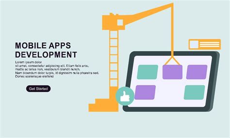 Landing Page Template For Mobile App Development 45869299 Vector Art At Vecteezy