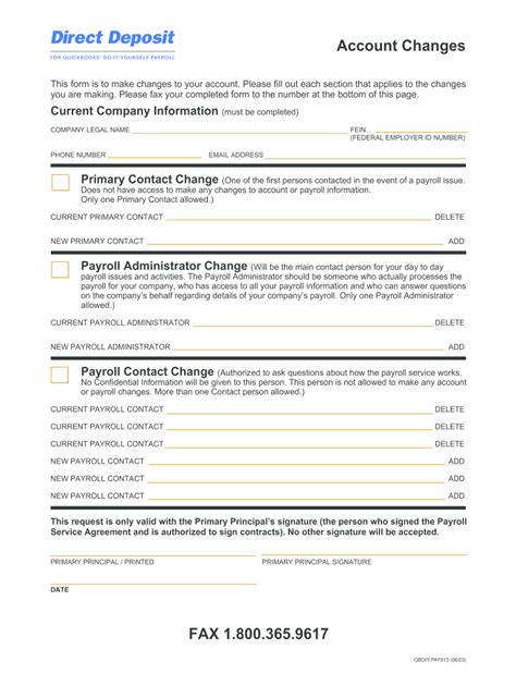 Intuit Quickbooks Payroll Direct Deposit Authorization Form At Harrison