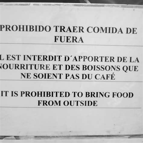 6 Directive Sign It Is Prohibited To Bring Food From Outside