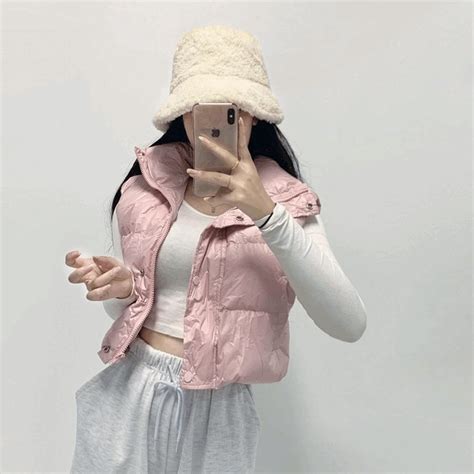 리마인 사장소장에이블리최저가 하이넥 숏 크롭 패딩 조끼 4color 위시버킷