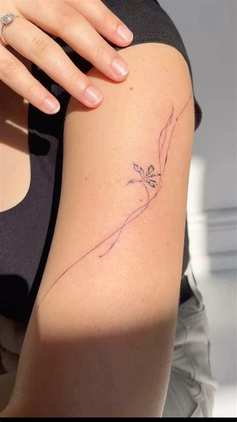 Dainty Line Art Tattoo Delicate Line Tattoo Abstract Flower Tattoo