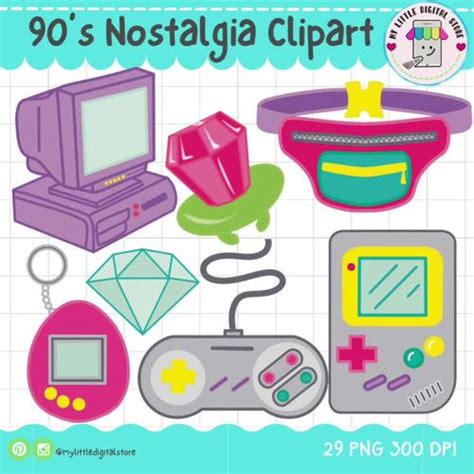 90s Nostalgia Clipart Vintage 1900s Design Retro 90s Back To 1990