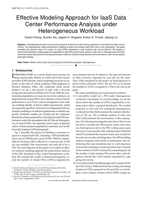 Pdf Effective Modeling Approach For Iaas Data Center Performance Analysis Under Heterogeneous