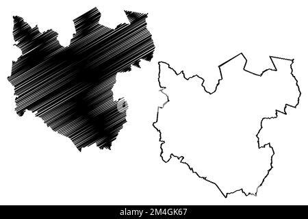 Hidalgo Del Parral Chihuahua Mexico Bright Outlined Vector Map With