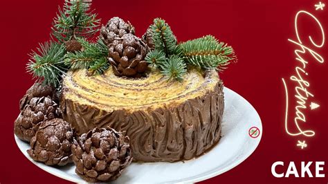 Коледна торта пънче със сладки шишарки Youtube