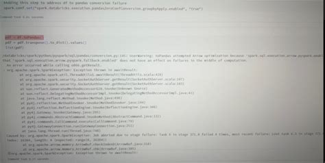 Dataframes To Pandas Conversion Step Is Failing Wi Databricks