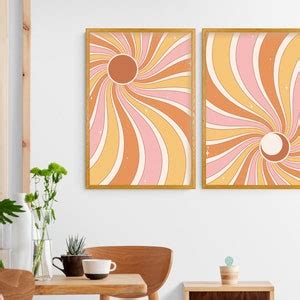 Sun And Moon Wall Art Boho Wall Decor Retro Poster Funky Wall Art