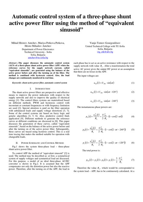 PDF Automatic Control System Of A Three Phase Shunt Active Power