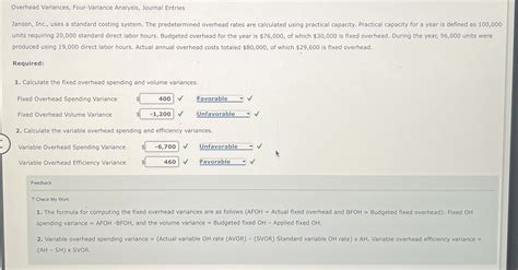 Get Answer The Formula For Computing The Fixed Overhead Variances