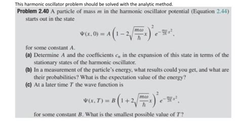 Solved This Harmonic Oscillator Problem Should Be Solved Chegg Com