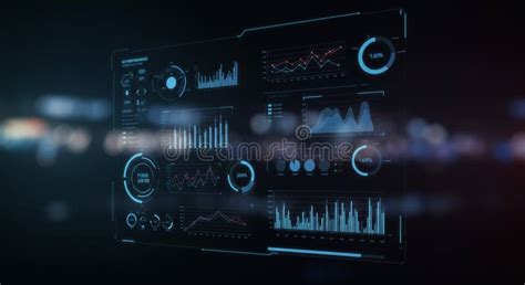 A Futuristic Digital Dashboard Interface Displays Various Data