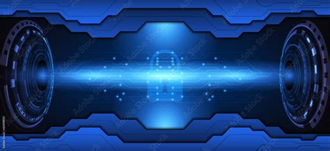 Abstract Technology Twins Circle Communication Padlock Hi Tech Futuristic Cyber Security Key