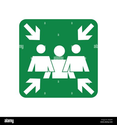 Assembly Point Icon Black Line Art Vector In Black And White Outline