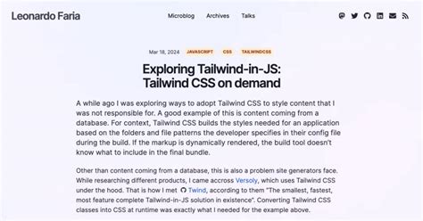 👨‍💻 Leonardo Faria On Linkedin Exploring Tailwind In Js Tailwind Css On Demand · Leonardo Faria