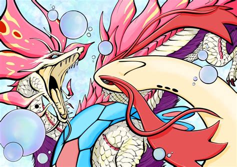 Milotic And Mizutsune Pokemon And 1 More Drawn By Catherine5884