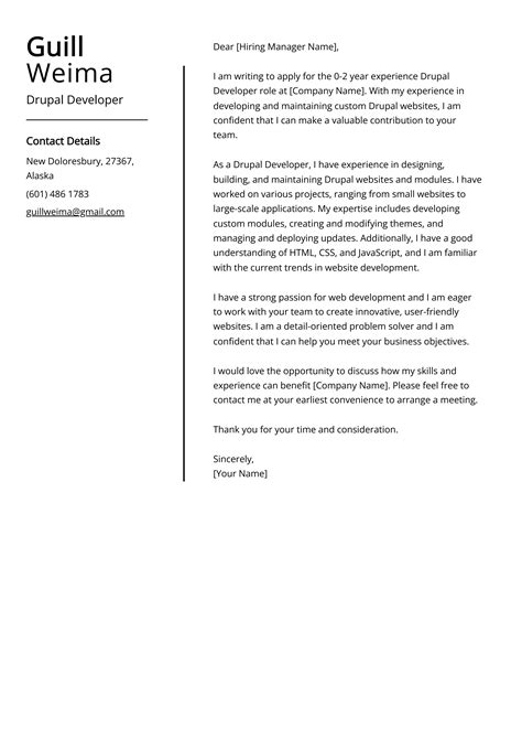 Drupal Developer Cover Letter Example For 2024 Skills Templates