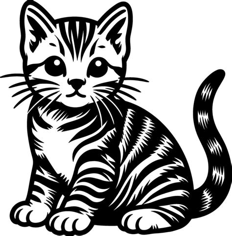 Clipart Black And White Kitten