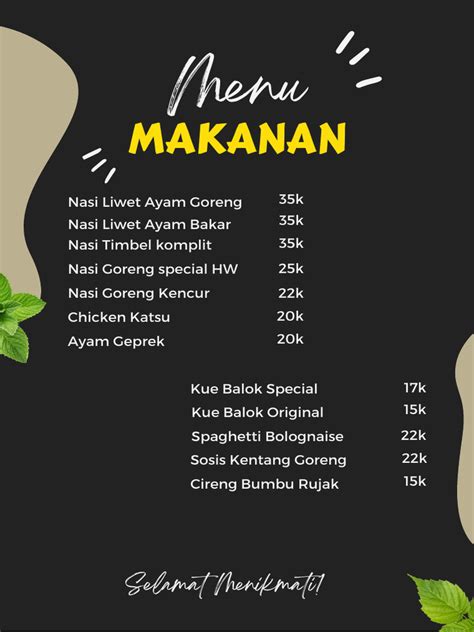 Menu Makanan Resto Pdf Drink Non Alcoholic Drinks