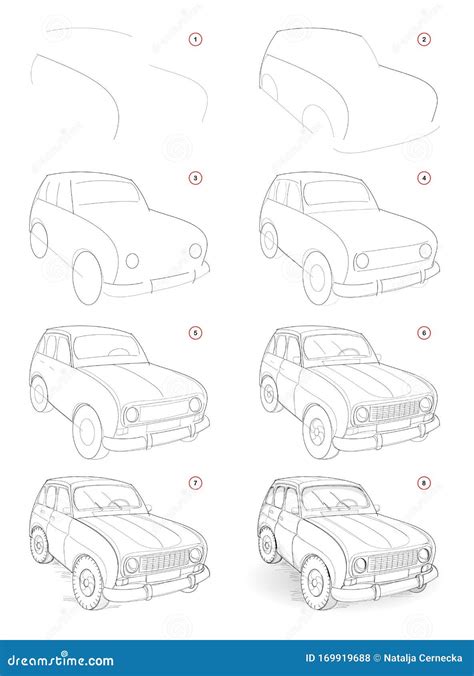 How To Draw Step By Step Sketch Of Imaginary Cute Little Car Creation Pencil Drawing