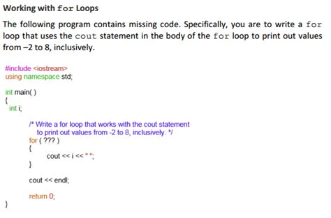 Solved The Following Program Contains Missing Code