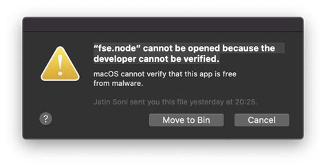 Macos Catalina “fsenode” Cannot Be Opened Because The Developer